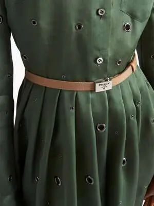 Prada Eyelet-detail Silk Organza Midi Dress