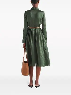 Prada Eyelet-detail Silk Organza Midi Dress