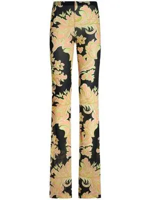Etro Floral-print High-waisted Trousers - Black