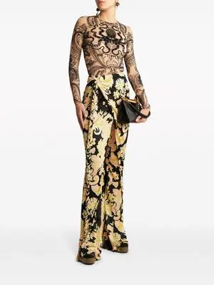 Etro Floral-print High-waisted Trousers - Black