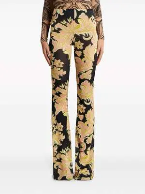 Etro Floral-print High-waisted Trousers - Black