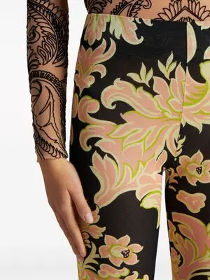 Etro Floral-print High-waisted Trousers - Black
