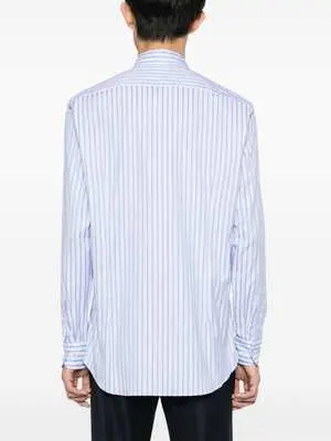 Etro Pegaso Motif-embroidered Cotton Shirt - Blue