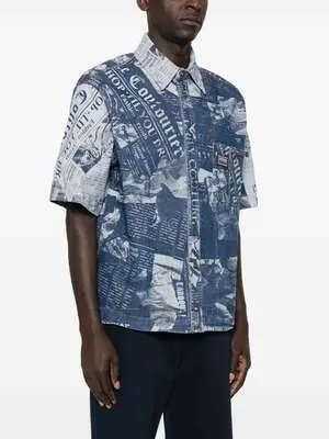 Versace Magazine-print Denim Shirt