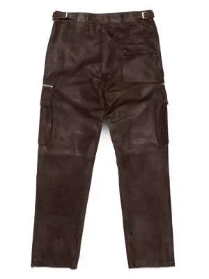 PURPLE BRAND Straight-leg Suede Cargo Trousers - Brown
