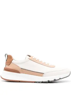 Brunello Cucinelli Embroidered Logo Leather Sneakers