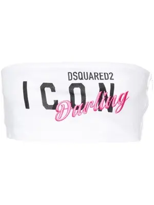 Dsquared2 Cotton Bandeau Top - White