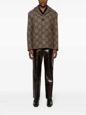 Gucci Maxi Gg-jacquard Wool Jacket