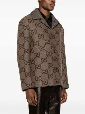 Gucci Maxi Gg-jacquard Wool Jacket