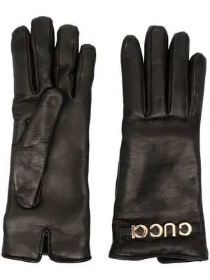 Gucci Logo-lettering Leather Gloves