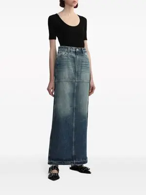 RE/DONE Mid-rise Maxi Denim Skirt - Blue