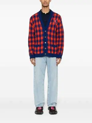 Gucci Interlocking Gg Gingham Wool Cardigan