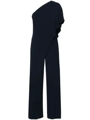 Ralph Lauren Cape Georgette One-shoulder Jumpsuit - Blue