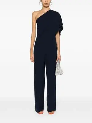 Ralph Lauren Cape Georgette One-shoulder Jumpsuit - Blue