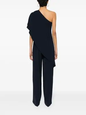 Ralph Lauren Cape Georgette One-shoulder Jumpsuit - Blue