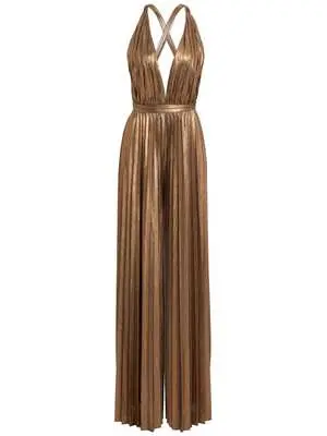 Retrofete Graciane Plunge Jumpsuit - Brown