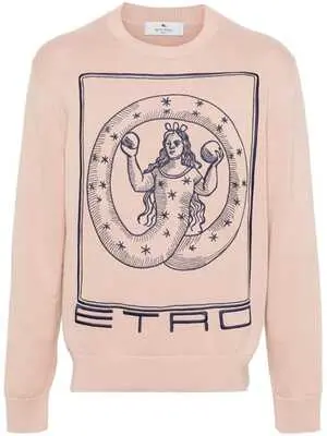 Etro Motif-embroidered Cotton Jumper - Pink