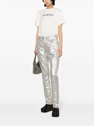 Rabanne Sequined-logo Cotton T-shirt - White