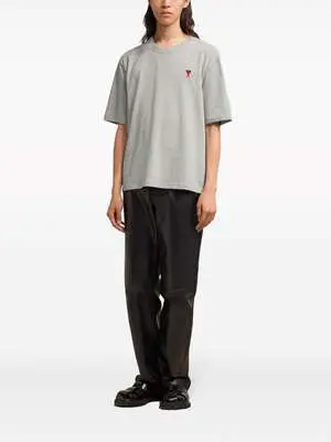 AMI Paris De Coeur Embroidered T-shirt - Grey