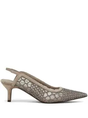 Brunello Cucinelli Net-embroidery Suede Pumps