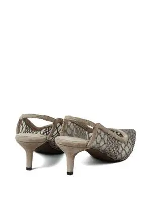 Brunello Cucinelli Net-embroidery Suede Pumps