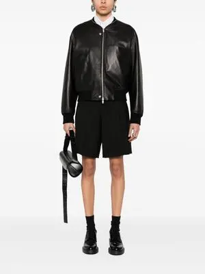 JIL SANDER Leather Bomber Jacket - Black