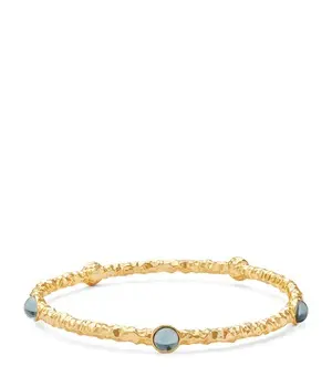 Halcyon Days Gold-plated Cabochon Bangle - Blue