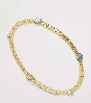Halcyon Days Gold-plated Cabochon Bangle - Blue