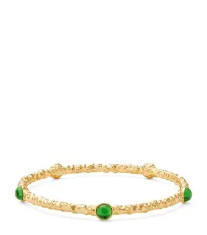 Halcyon Days Gold-plated Cabochon Bangle - Green