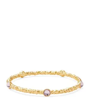 Halcyon Days Gold-plated Cabochon Bangle - Pink