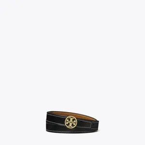Tory Burch Tory Burch 1" Miller Smooth Reversible Leather Belt Black/malt Whiskey/gold