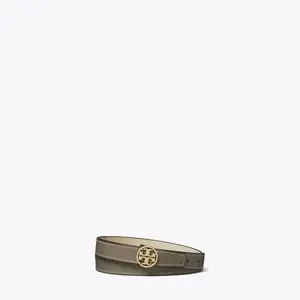 Tory Burch Tory Burch 1" Miller Smooth Reversible Leather Belt Gray Heron/new Cream/gold