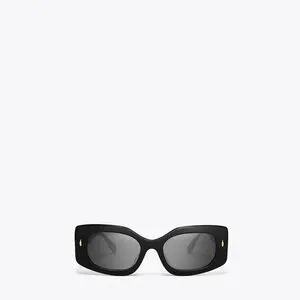 Tory Burch Miller Pushed Rectangle Sunglasses - Black/dark Grey