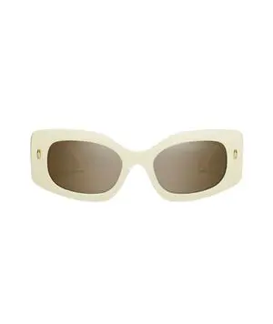 Tory Burch Miller Pushed Rectangle Sunglasses Ivory/dark Brown