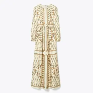 Tory Burch Silk Printed Dress In Brown Rope - 50% Off | Editorialist display picture 1