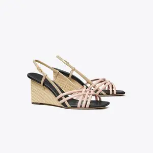 Tory Burch Multi-strap Espadrille Wedge - Pink Brick/taupe Storm/coco
