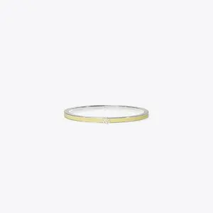 Tory Burch Icon Thin Enamel Bracelet Light Silver/lemon Zest
