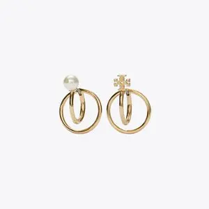 Tory Burch Kira Pearl Double Hoop Earring