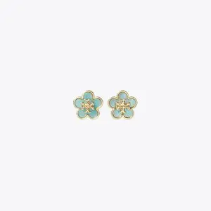 Tory Burch Forget Me Not Stud Earrings Tory Gold/blue