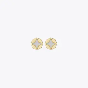 Tory Burch Forget Me Not Stud Earrings - Tory Gold/mother Of Pearl
