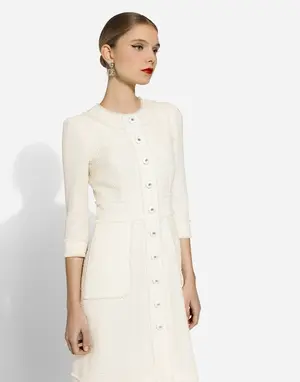 Dolce & Gabbana Raschel Tweed A-line Dress - White