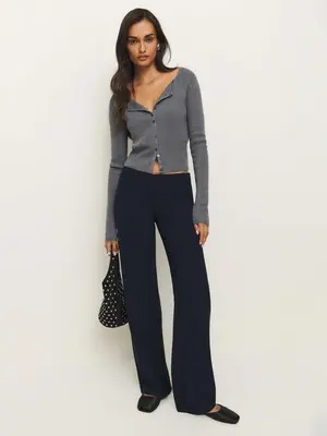 REFORMATION Vida Low Rise Pant - Blue