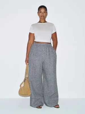 REFORMATION Linen Wide Leg Pants - Black