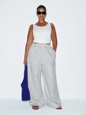 REFORMATION Fernando Linen Wide Leg Pant - Grey