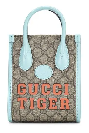Gucci Original Gg Supreme Canvas Tiger Tote Bag - Navy