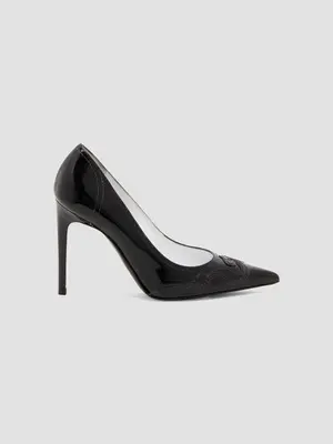 Moschino Question Stitching 100mm Leather Pumps - Black