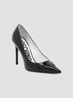 Moschino Question Stitching 100mm Leather Pumps