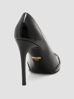 Moschino Question Stitching 100mm Leather Pumps
