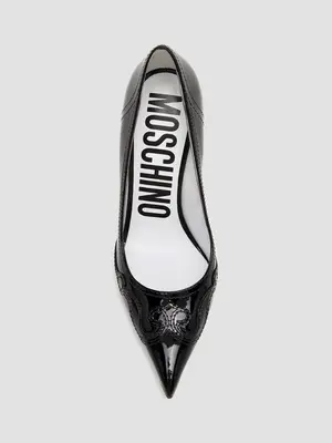 Moschino Question Stitching 100mm Leather Pumps