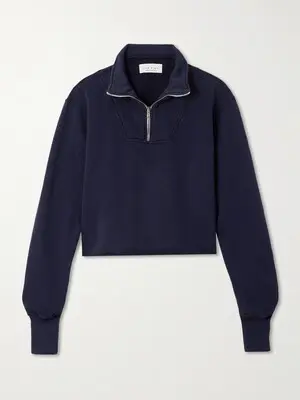 LES TIEN Haley Cropped Sweatshirt - Blue